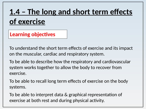 Applied anatomy and physiology: The long and short term effects of ...