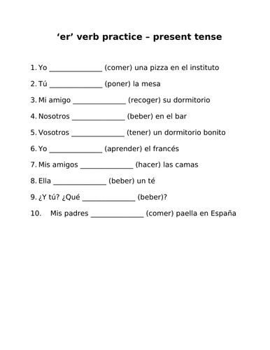 Spanish regular verb introduction/revision | Teaching Resources
