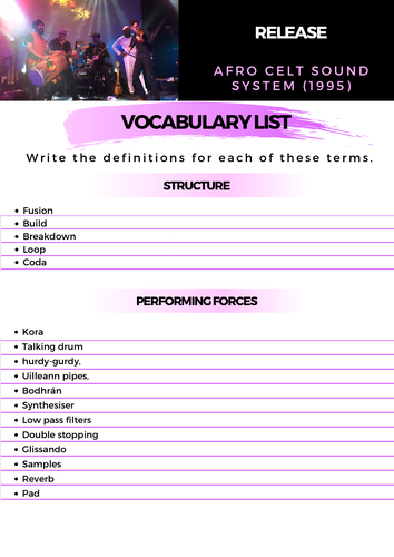 Set Work Vocabulary Edexcel Music GCSE (8 pieces) | Teaching Resources