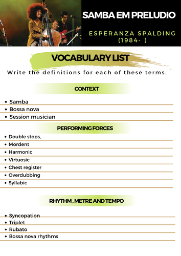 Set Work Vocabulary Edexcel Music GCSE (8 pieces) | Teaching Resources