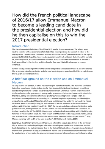 A* EPQ Project on the 2017 French Presidential Election | Teaching ...