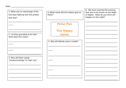 Reading comprehension questions based on Peter Pan - The Happy Home ...