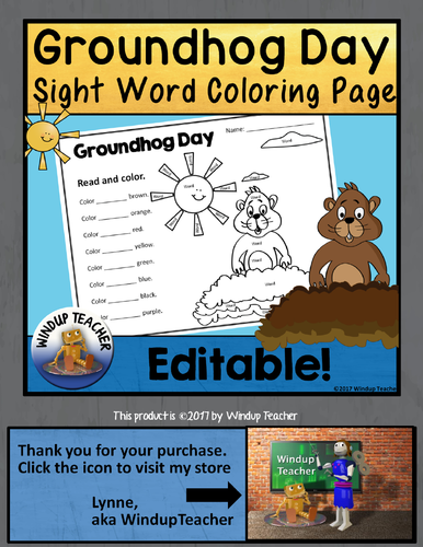 Groundhog Day Sight Word Activity Sheet - Editable Spring Worksheet ...