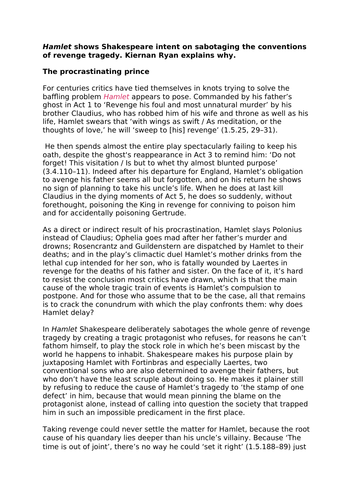 Hamlet- Lesson on Revenge | Teaching Resources