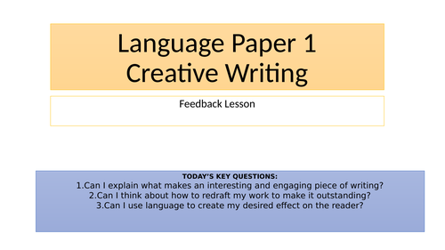 Language Paper 1- Question 5 Assessment and Feedback Lesson | Teaching ...