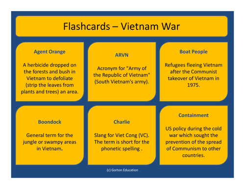 Flash cards - Vietnam War | Teaching Resources