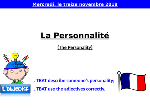 La personnalité - Describe the personality - Personality Adjectives ...