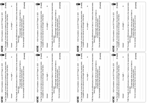 Error Intervals Gcse Questions Foundation Aqa Teaching Resources