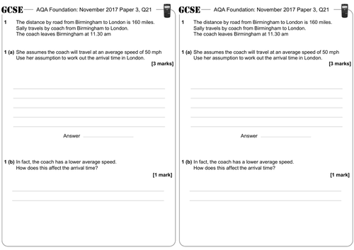 Speed, Distance & Time - GCSE Questions - Foundation - AQA | Teaching ... Speed, Distance & Time - GCSE Questions - Foundation - AQA | Teaching ...