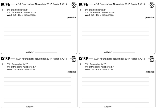 Percentage Problems Non Calculator Gcse Questions Foundation Aqa Teaching Resources