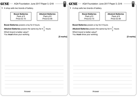 Best Buys: Calculator - GCSE Questions - Foundation - AQA | Teaching ...
