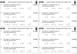 Forming & Solving Linear Equations - GCSE Questions - Foundation - AQA | Teaching Resources