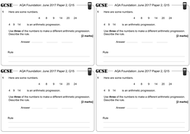 Linear Sequences - GCSE Questions - Foundation - AQA | Teaching Resources