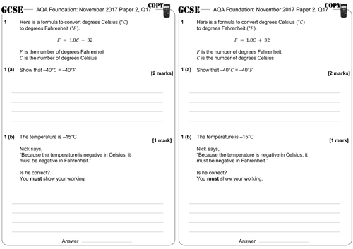 Substitution With A Calculator Gcse Questions Foundation Aqa Teaching Resources