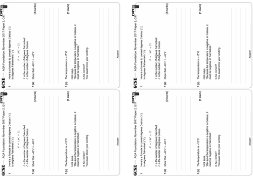 Substitution With A Calculator Gcse Questions Foundation Aqa Teaching Resources
