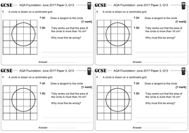 Circle Vocabulary - GCSE Questions - Foundation - AQA | Teaching Resources