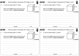 Volume & Surface Area - GCSE Questions - Foundation - AQA | Teaching ...