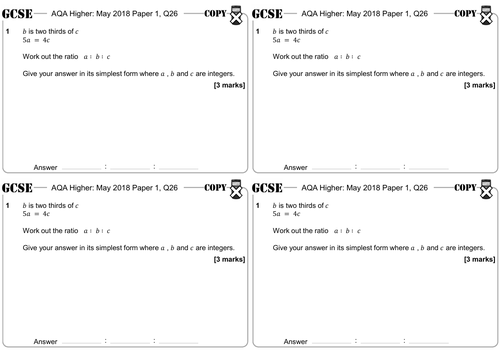 Combining Ratios Gcse Questions Higher Aqa Teaching Resources