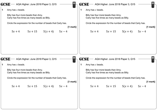 Algebraic Manipulation - GCSE Questions - Higher - AQA | Teaching Resources
