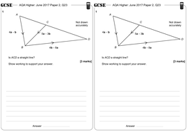 Vector Proofs - GCSE Questions - Higher - AQA | Teaching Resources