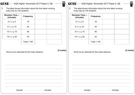 Averages From Grouped Frequency Tables - GCSE Questions - Higher - AQA ...