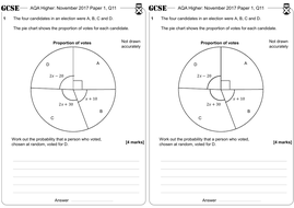 Pie Charts - GCSE Questions - Higher - AQA | Teaching Resources