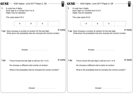 Probability Questions - GCSE Questions - Higher - AQA | Teaching Resources
