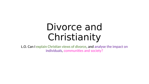 Christian views of divorce AQA Spec A GCSE RE | Teaching Resources