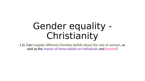 Christians and gender equality RE GCSE Spec A AQA | Teaching Resources