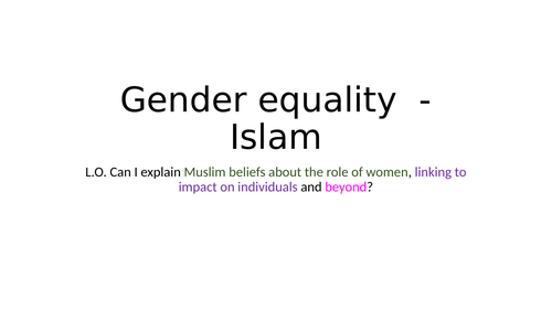 Gender equality Islam Muslims AQA Spec A GCSE RE | Teaching Resources