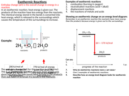 GCSE Chemistry - Endothermic and Exothermic Information sheet with ...