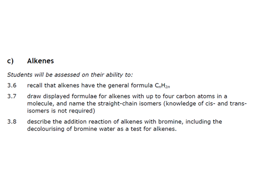 GCSE Chemistry - Alkenes Worksheet | Teaching Resources