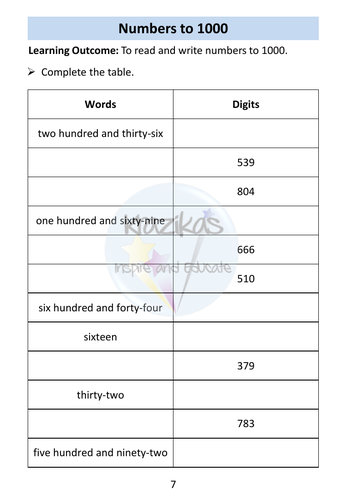 AQA Entry Level 3 Maths - Numbers to 1000 Workbook | Teaching Resources