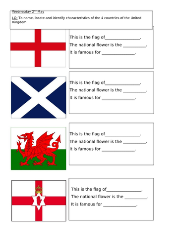 Year 1- Geography UK Flag Activity | Teaching Resources