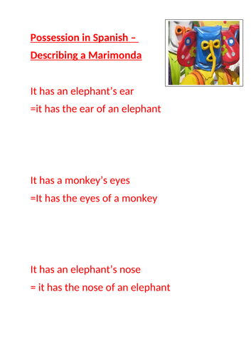 Expressing Possession with "de " in Spanish | Teaching Resources