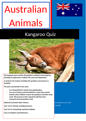 Science: Living Things and their Habitats: Kangaroo Quiz | Teaching ...