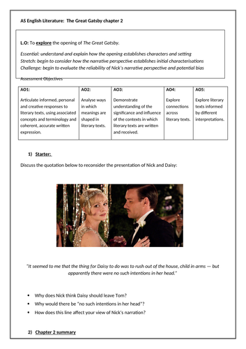 The Great Gatsby AQA A-level SOW | Teaching Resources