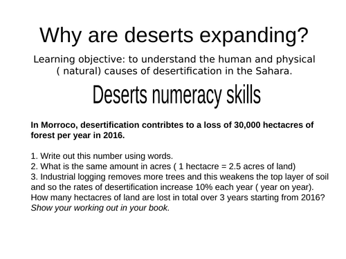 GCSE Geography, Climatic Challenges and Opportunities in the Sahara ...