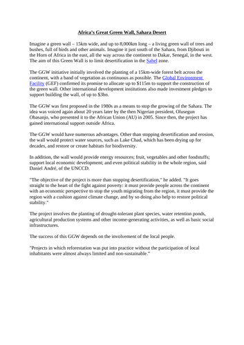 GCSE Geography, Climatic Challenges and Opportunities in the Sahara ...