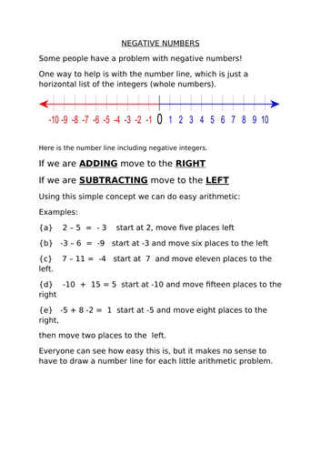 Negative numbers (9-1) | Teaching Resources