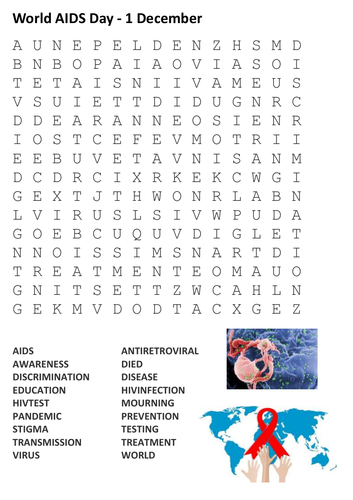 World AIDS Day Word Search | Teaching Resources