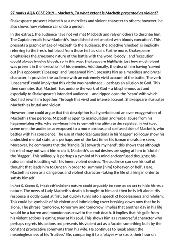 FULL MARK & Grade 9 2019 English Lit AQA GCSE examples | Teaching Resources