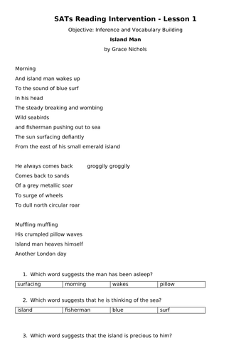 SATs Key Stage 2 Reading Comprehension: Poetry | Teaching Resources