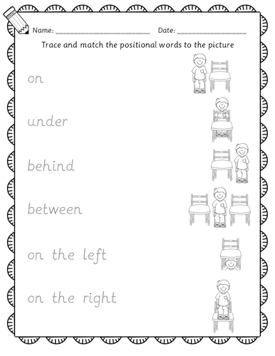 Prepositions Positions directions worksheets and flashcards - Maths in ...