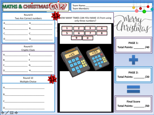 Maths Christmas Quiz | Teaching Resources