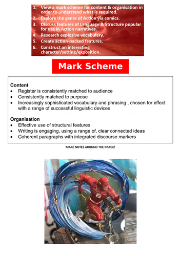 AQA 8700/1 GCSE English Language - Comic Descriptive Narrative Writing ...