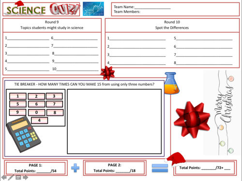 Science Christmas Quiz | Teaching Resources
