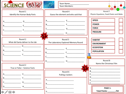 Science Christmas Quiz | Teaching Resources