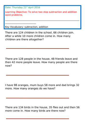 Addition and Subtraction Yr 1 plan and resources differentiated ...
