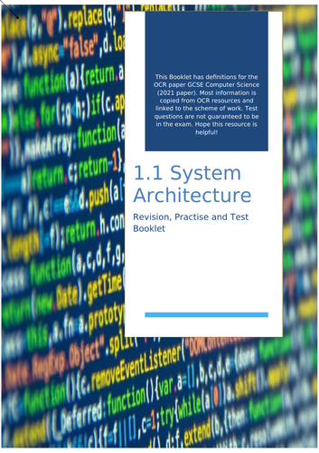 GCSE Computer Science 1.1 System Architecture Revision Sheets ...